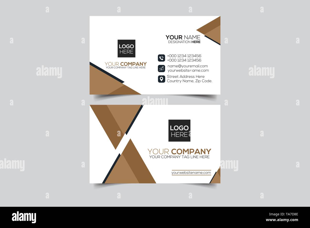 Triangle Modern Business Card Design Golden Color Stock Vector Image ...