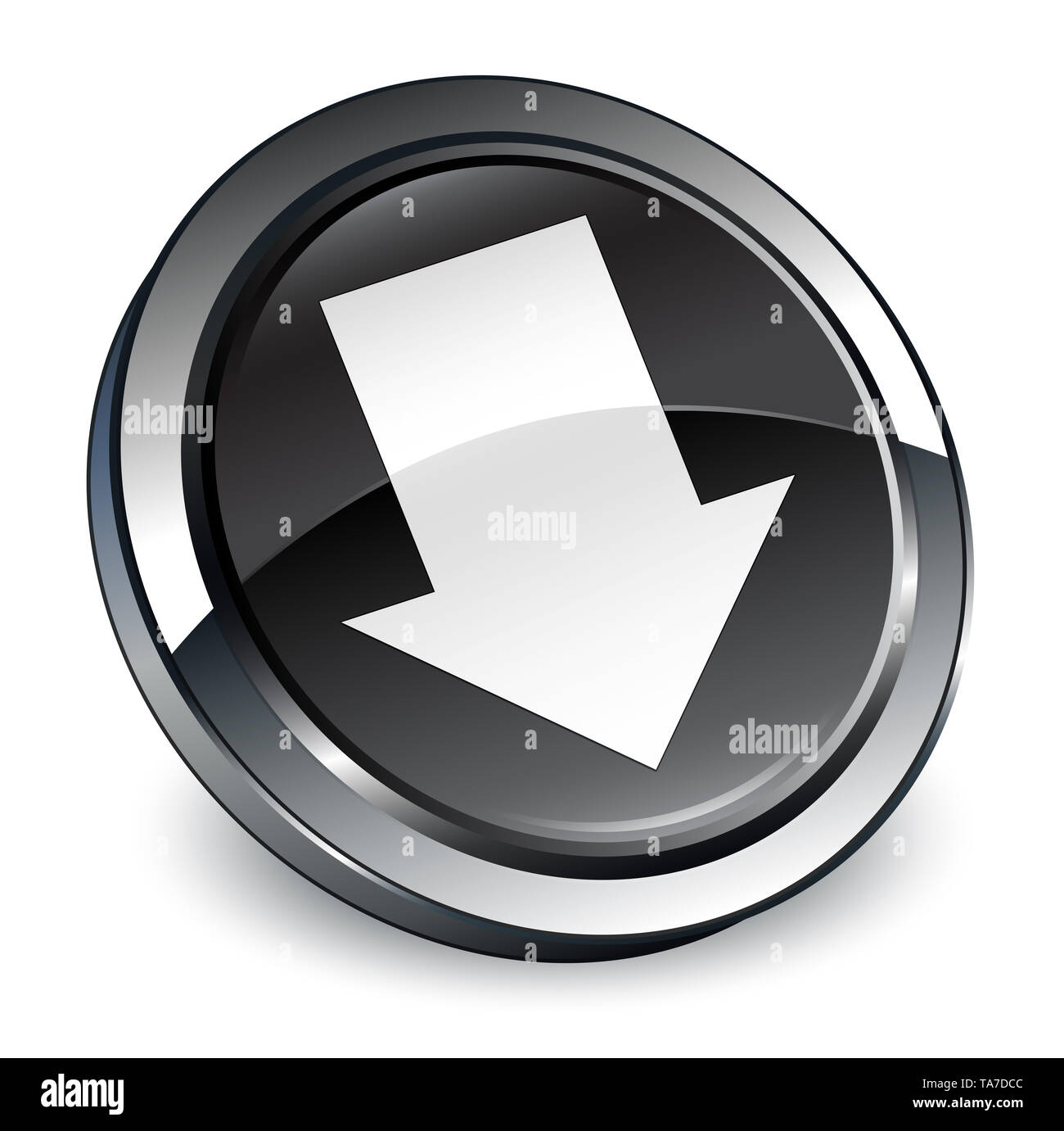 Download arrow icon isolated on 3d black round button abstract ...