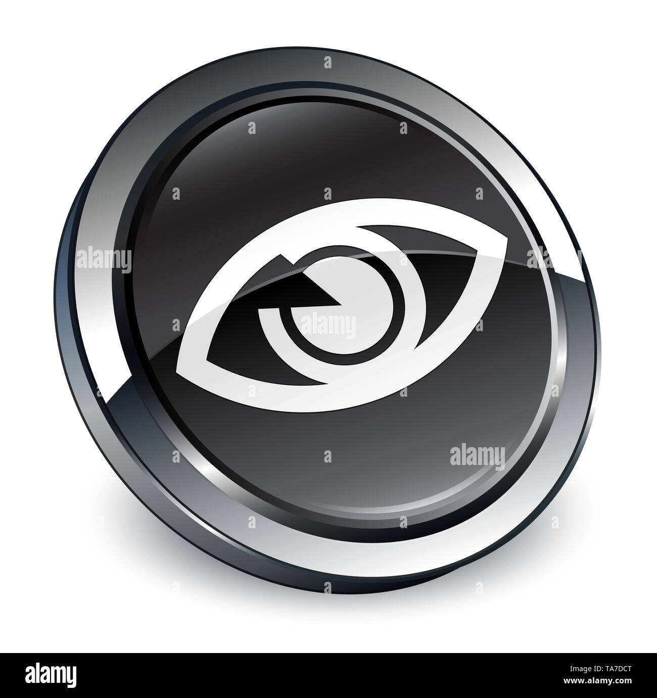 Eye icon isolated on 3d black round button abstract illustration Stock ...