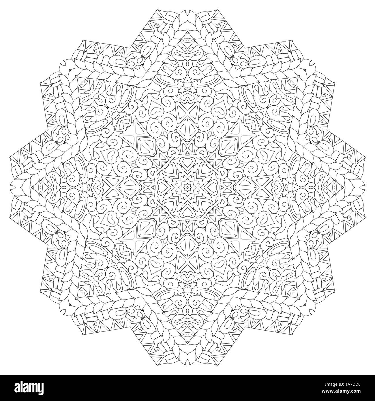 Decorative round ornaments. Unusual flower shape. Oriental vector, Anti ...