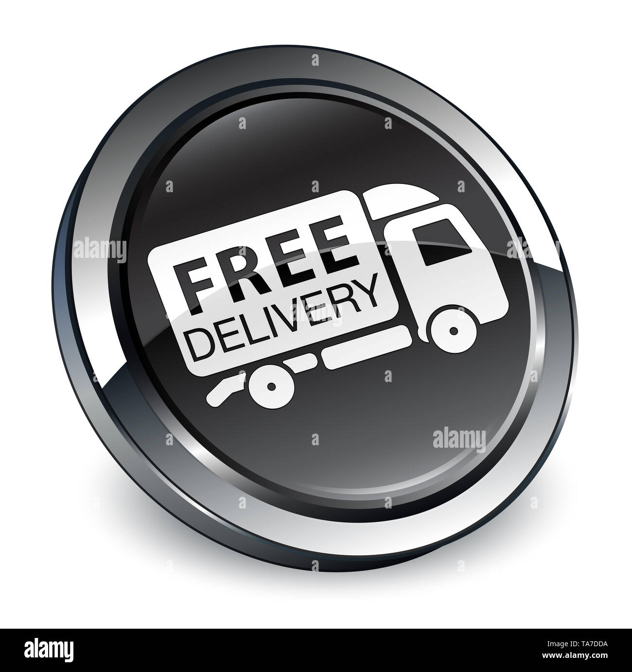 Free delivery truck icon isolated on 3d black round button abstract ...