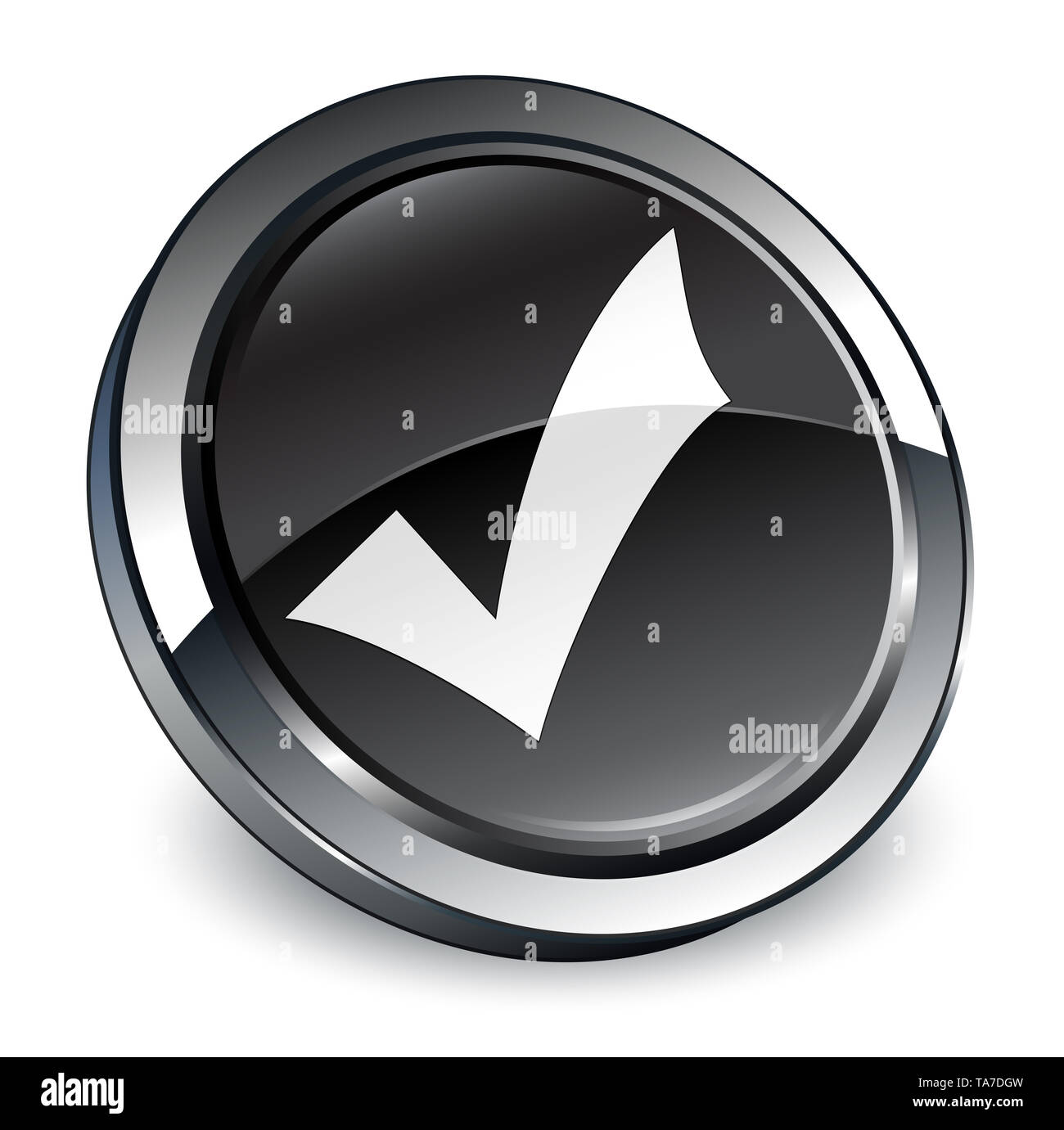 Validation icon isolated on 3d black round button abstract illustration ...