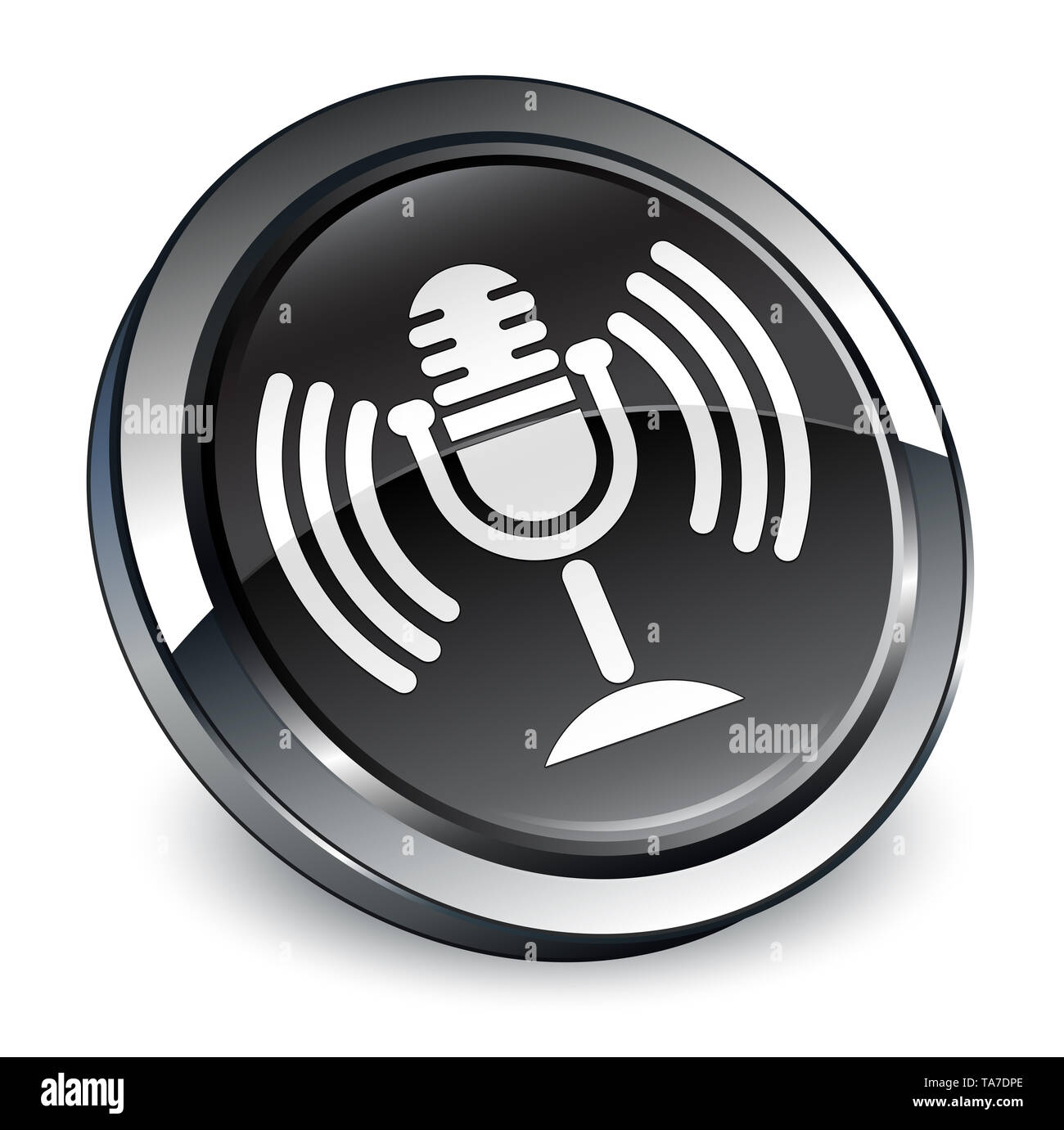 Mic icon isolated on 3d black round button abstract illustration Stock ...