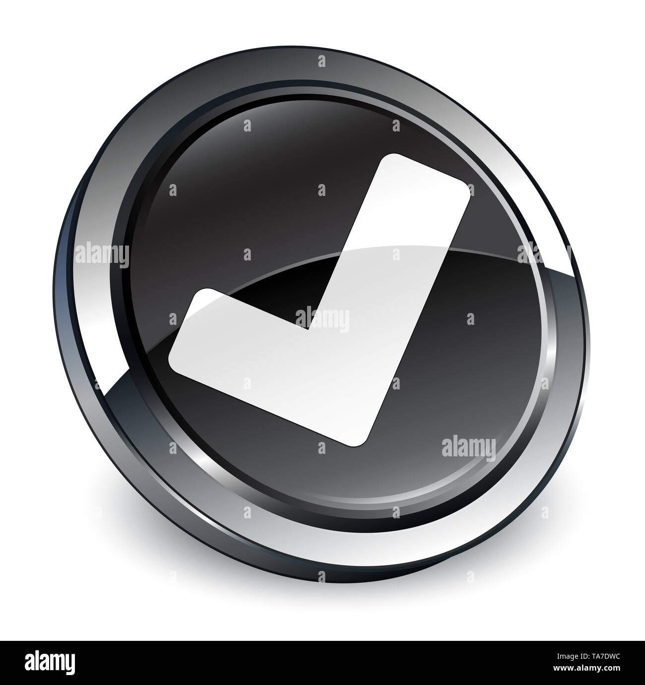 Validate icon isolated on 3d black round button abstract illustration ...