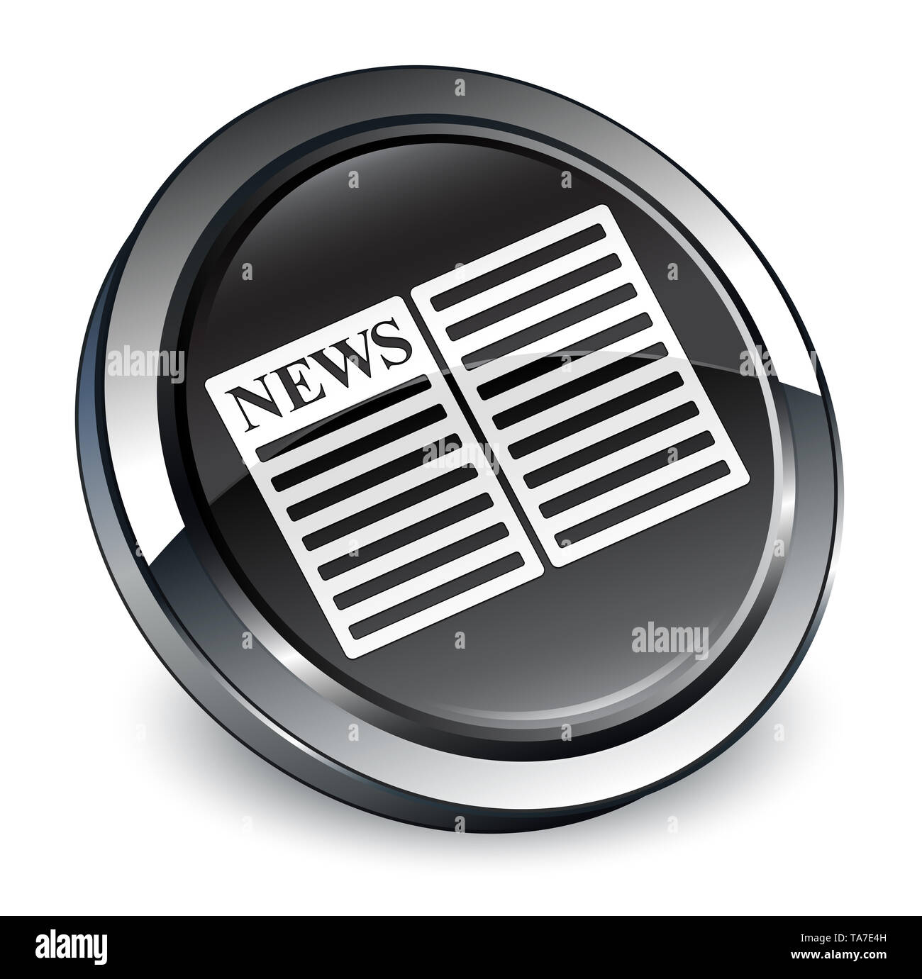 Newspaper icon isolated on 3d black round button abstract illustration ...