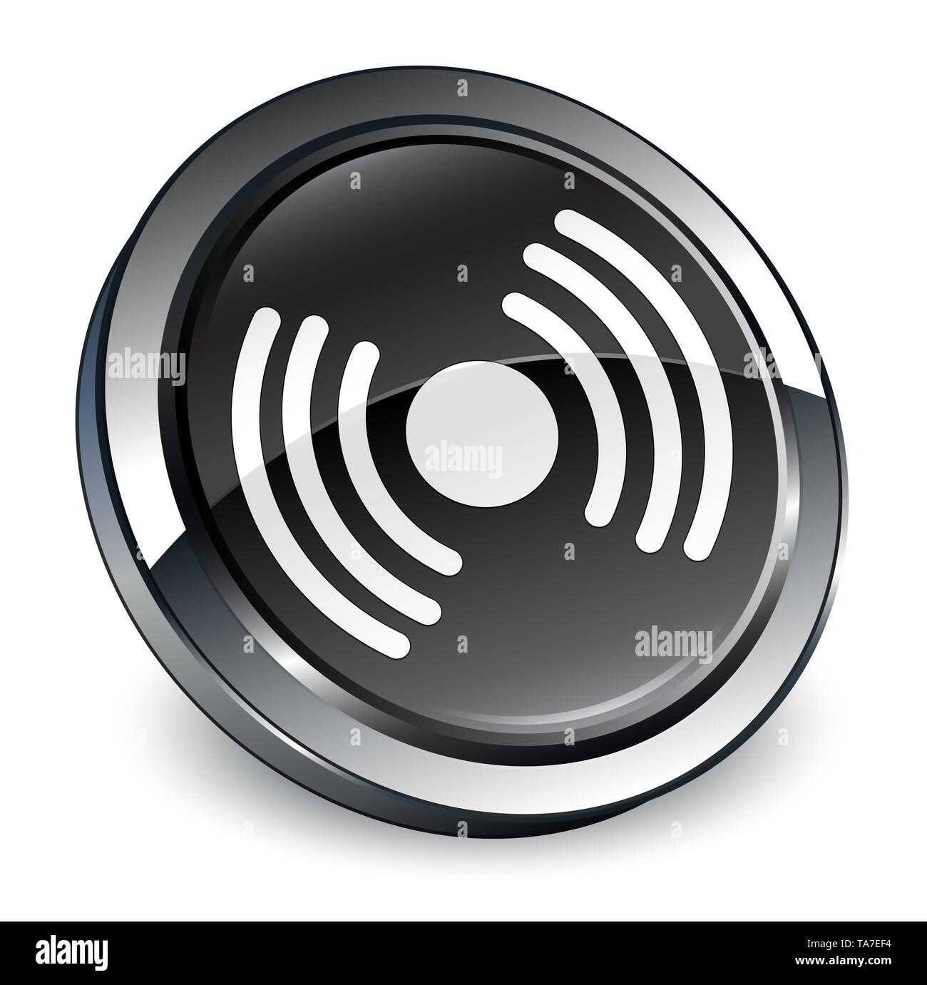 Network signal icon isolated on 3d black round button abstract ...