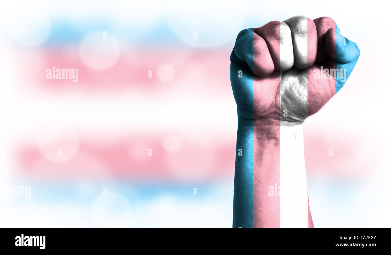 Flag of Transgender painted on male fist, strength,power,concept of ...