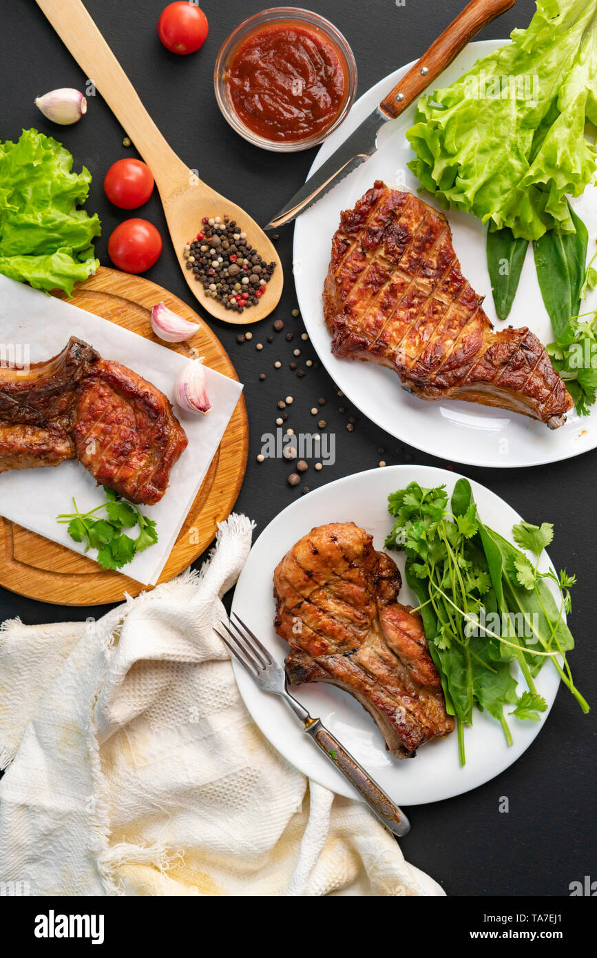 served meal in the plates, junk dinner, food in the restaurant Stock ...