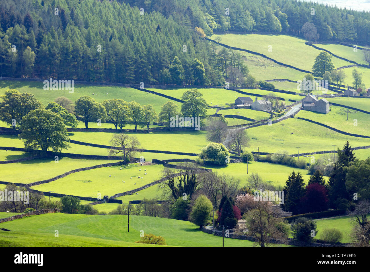 Howgill hamlet in Wharfedale below Simon's Seat and the beside the ...
