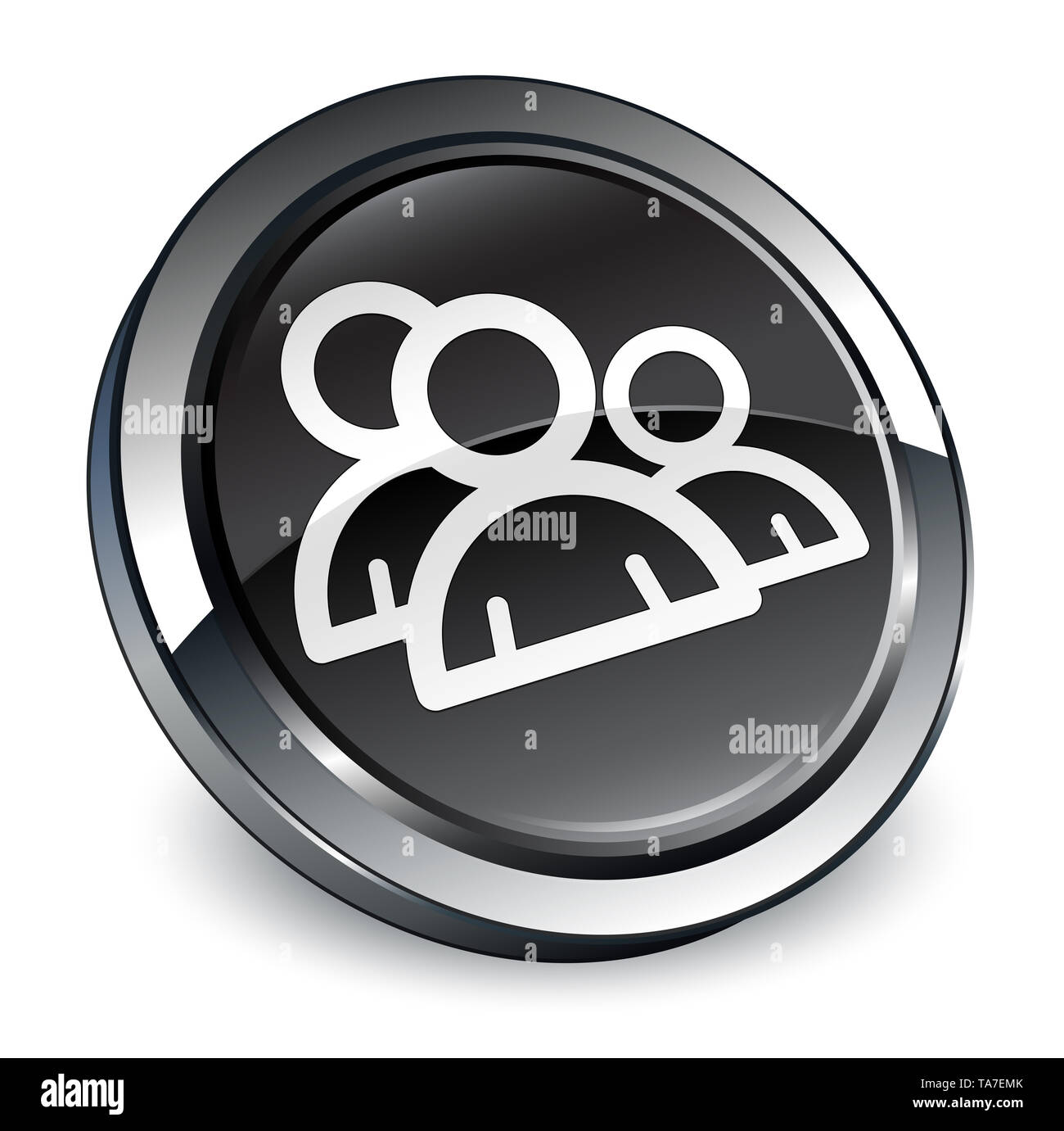 Group icon isolated on 3d black round button abstract illustration ...