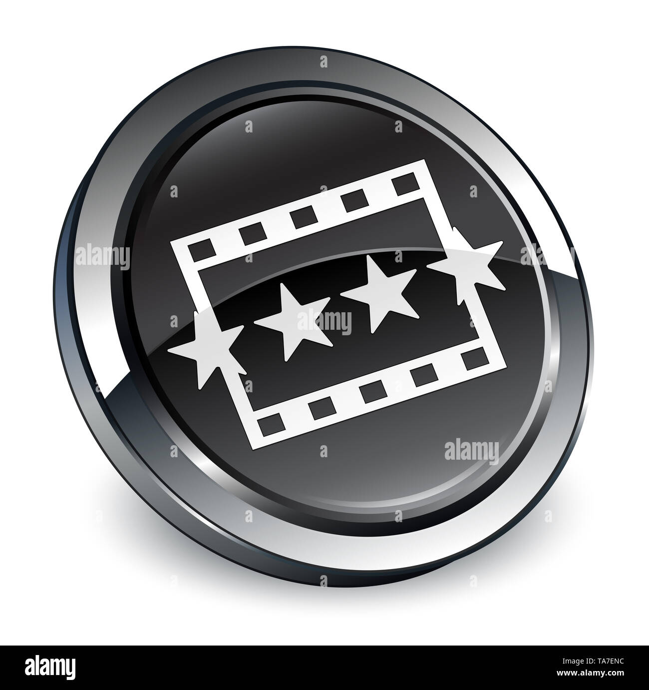 Movie reviews icon isolated on 3d black round button abstract ...