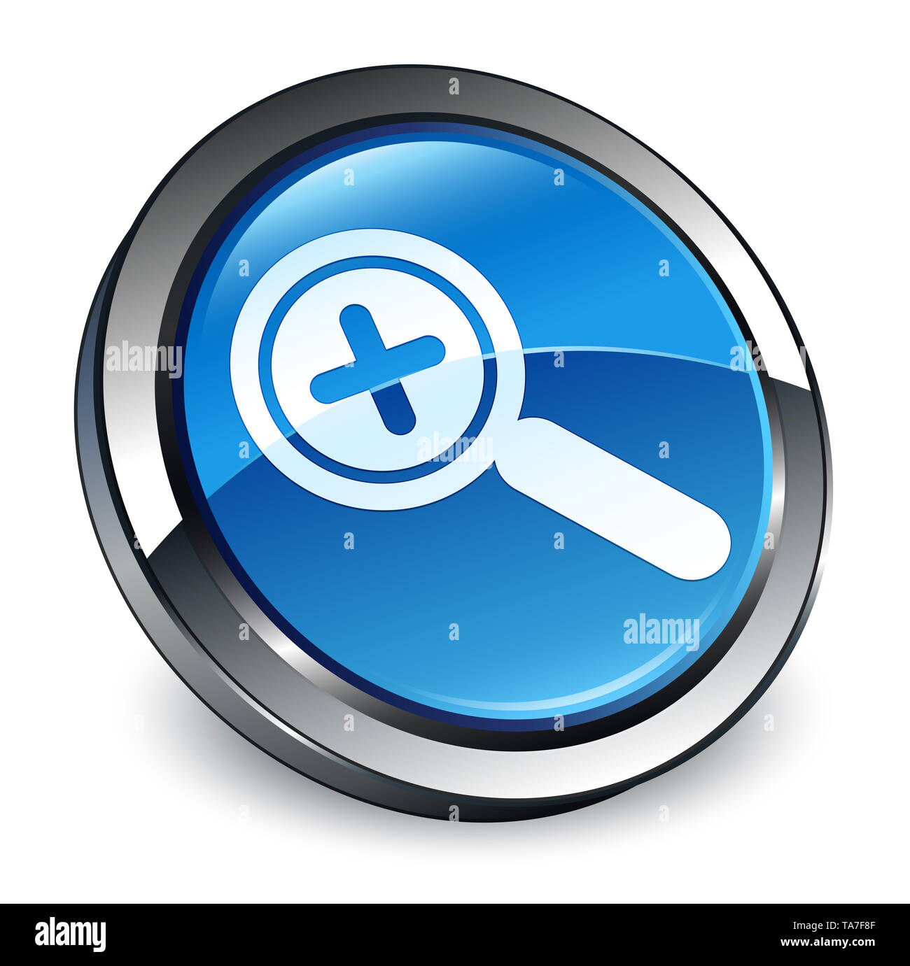 Zoom in icon isolated on 3d blue round button abstract illustration ...