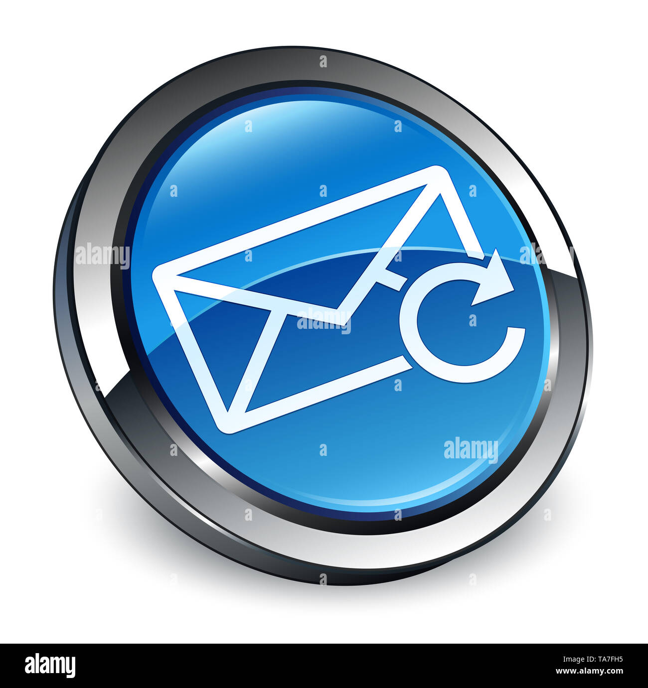 Refresh email icon isolated on 3d blue round button abstract ...