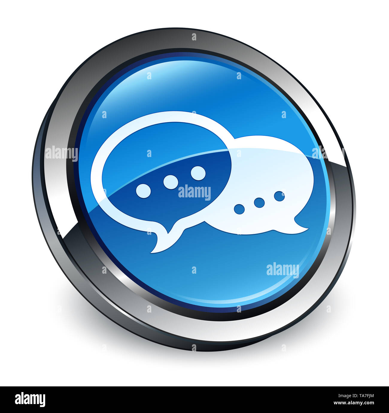 Talk bubble icon isolated on 3d blue round button abstract illustration ...