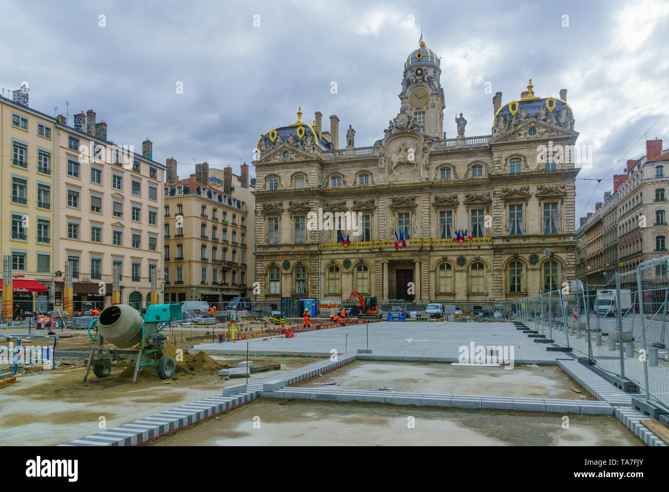 Lyon, France - May 09, 2019: The Terreaux square, and the City Hall ...
