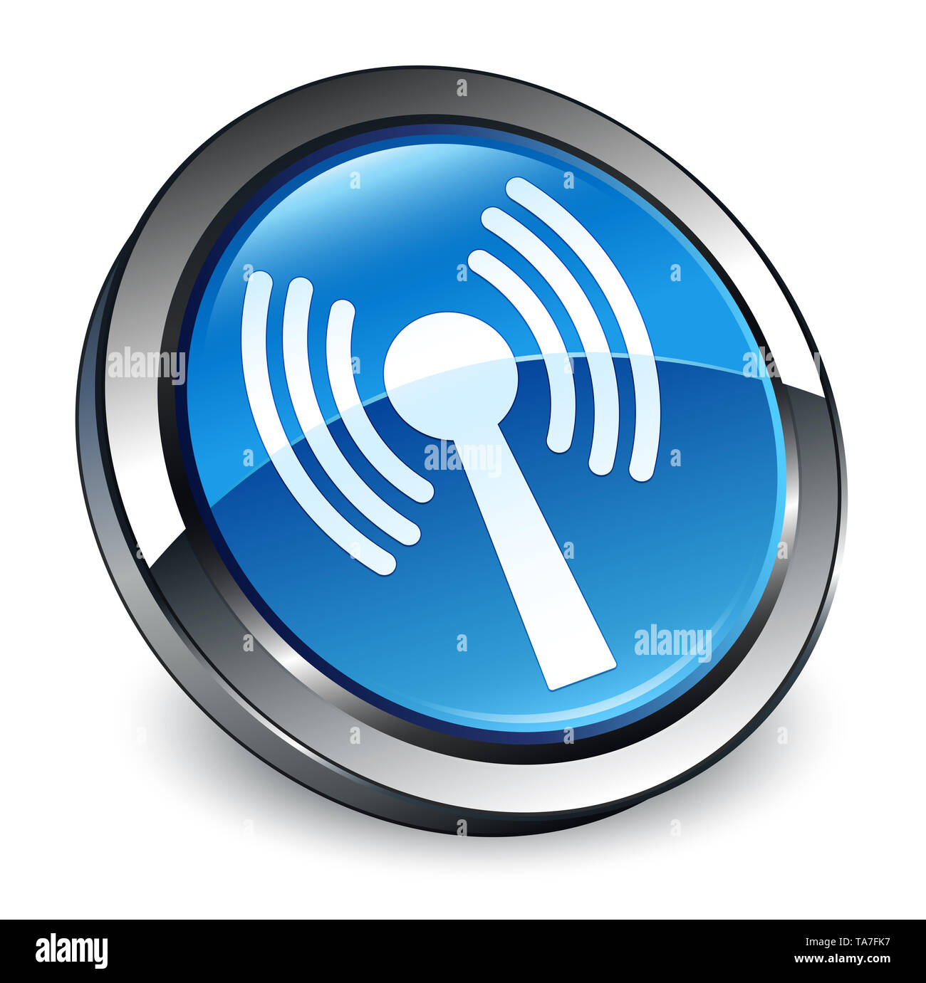 Wlan network icon isolated on 3d blue round button abstract ...