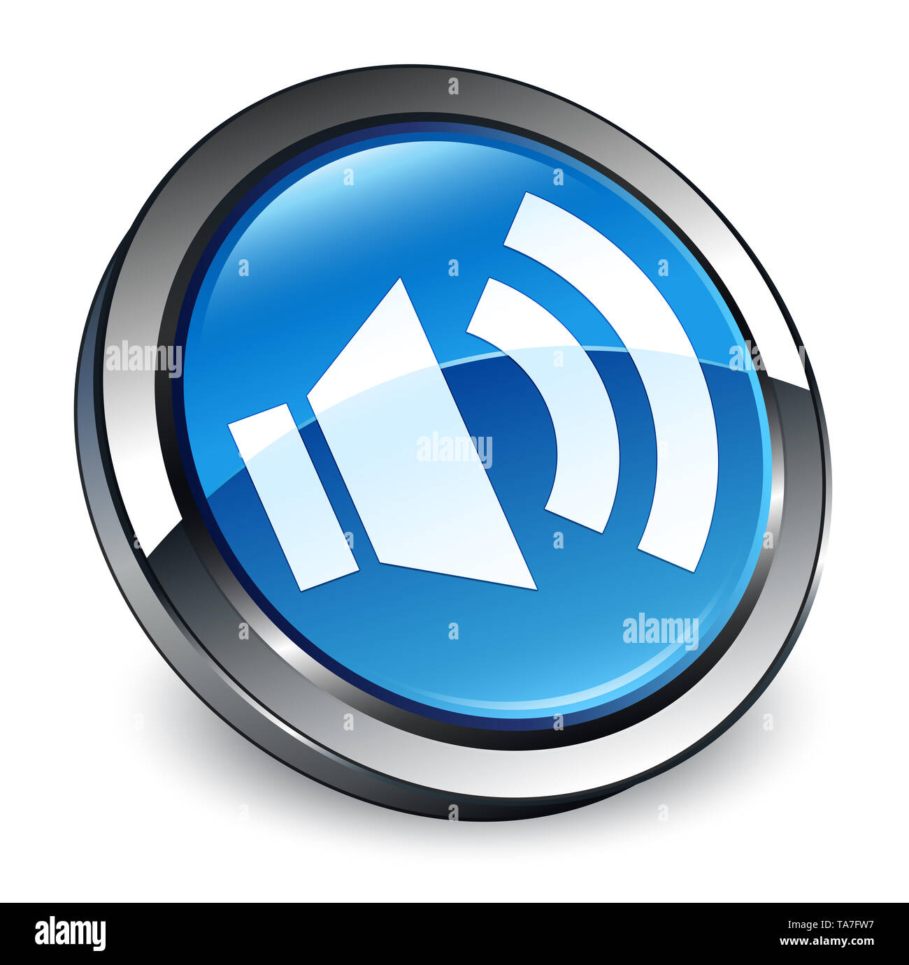 Volume icon isolated on 3d blue round button abstract illustration ...