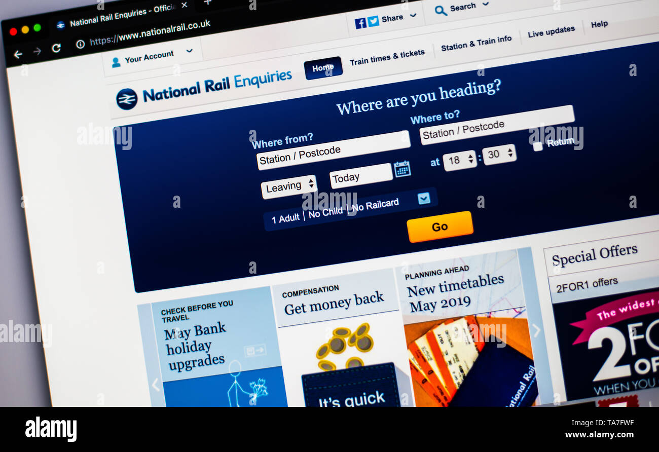 National Rail web page Stock Photo - Alamy