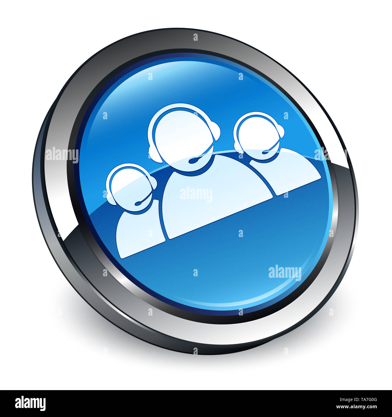 Customer care team icon isolated on 3d blue round button abstract ...