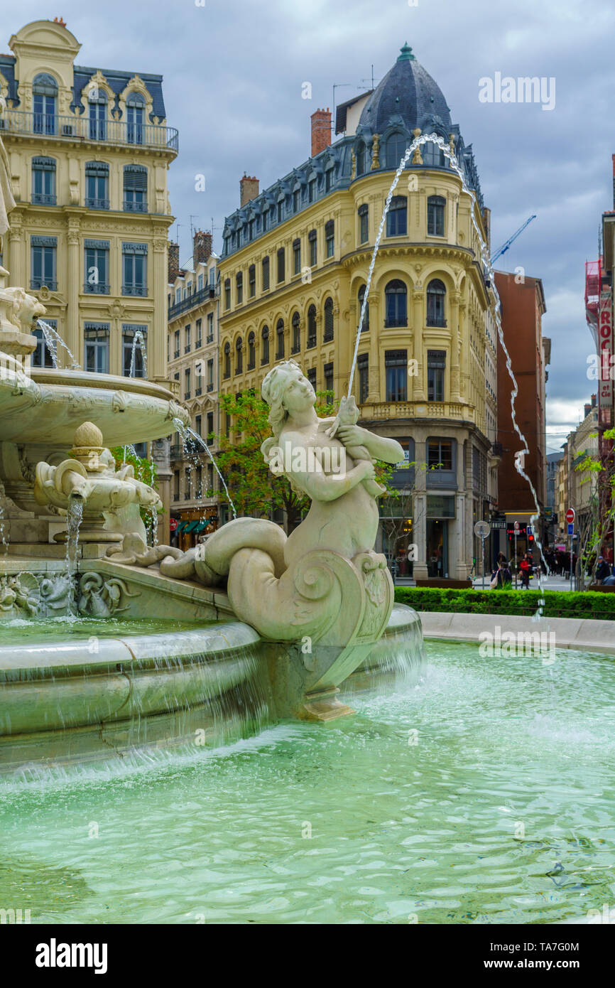 Lyon, France - May 09, 2019: Scene of Place des Jacobins square and its ...