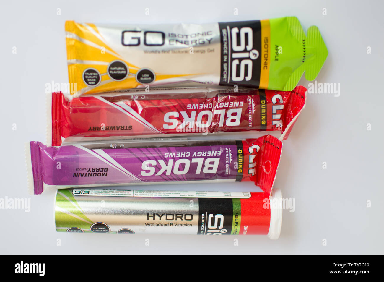 Cycling energy gels Stock Photo - Alamy