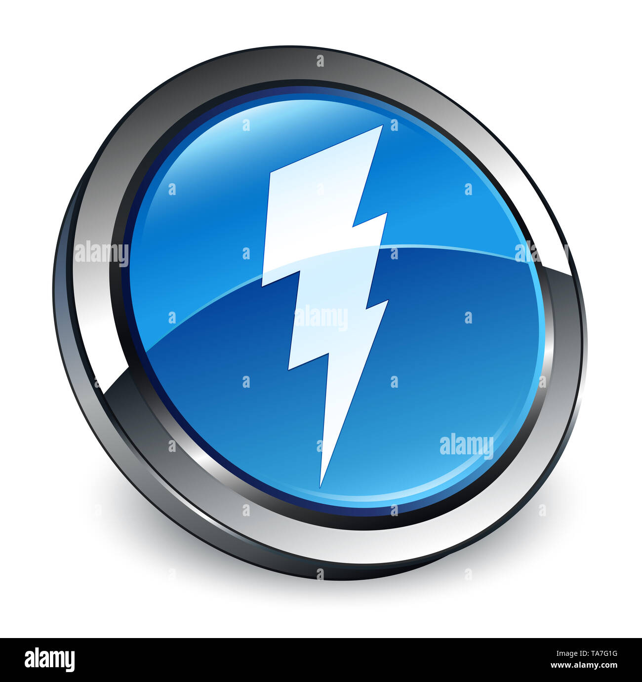 Electricity icon isolated on 3d blue round button abstract illustration ...