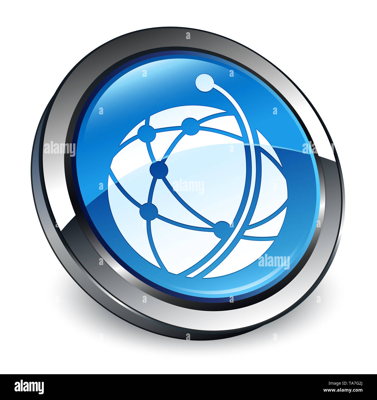 Global network icon isolated on 3d blue round button abstract ...