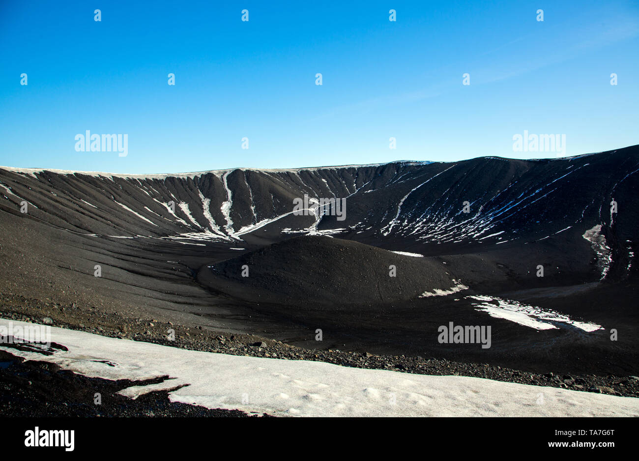 Extinct volcano near Myvatn lake in Winter in Iceland Stock Photo - Alamy