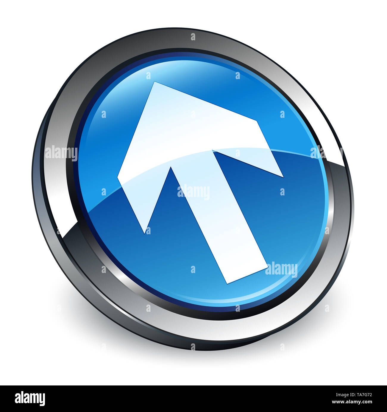 Upload arrow icon isolated on 3d blue round button abstract ...