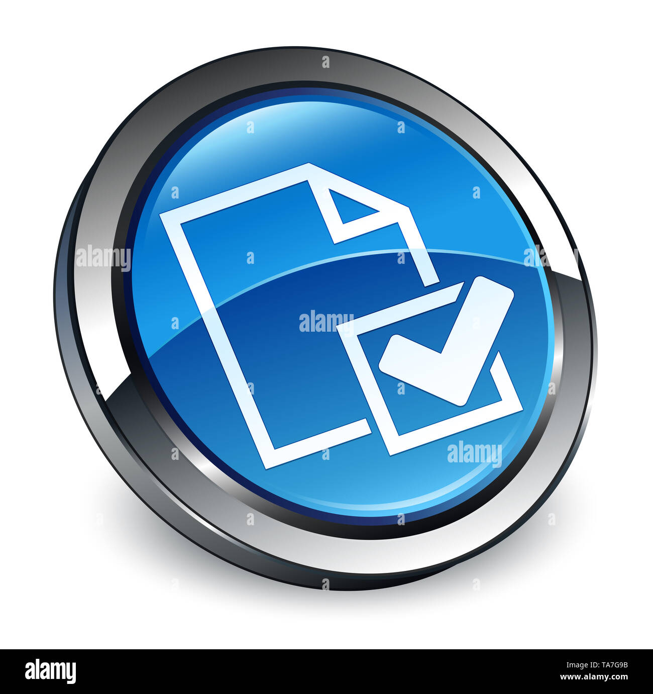 Checklist icon isolated on 3d blue round button abstract illustration ...