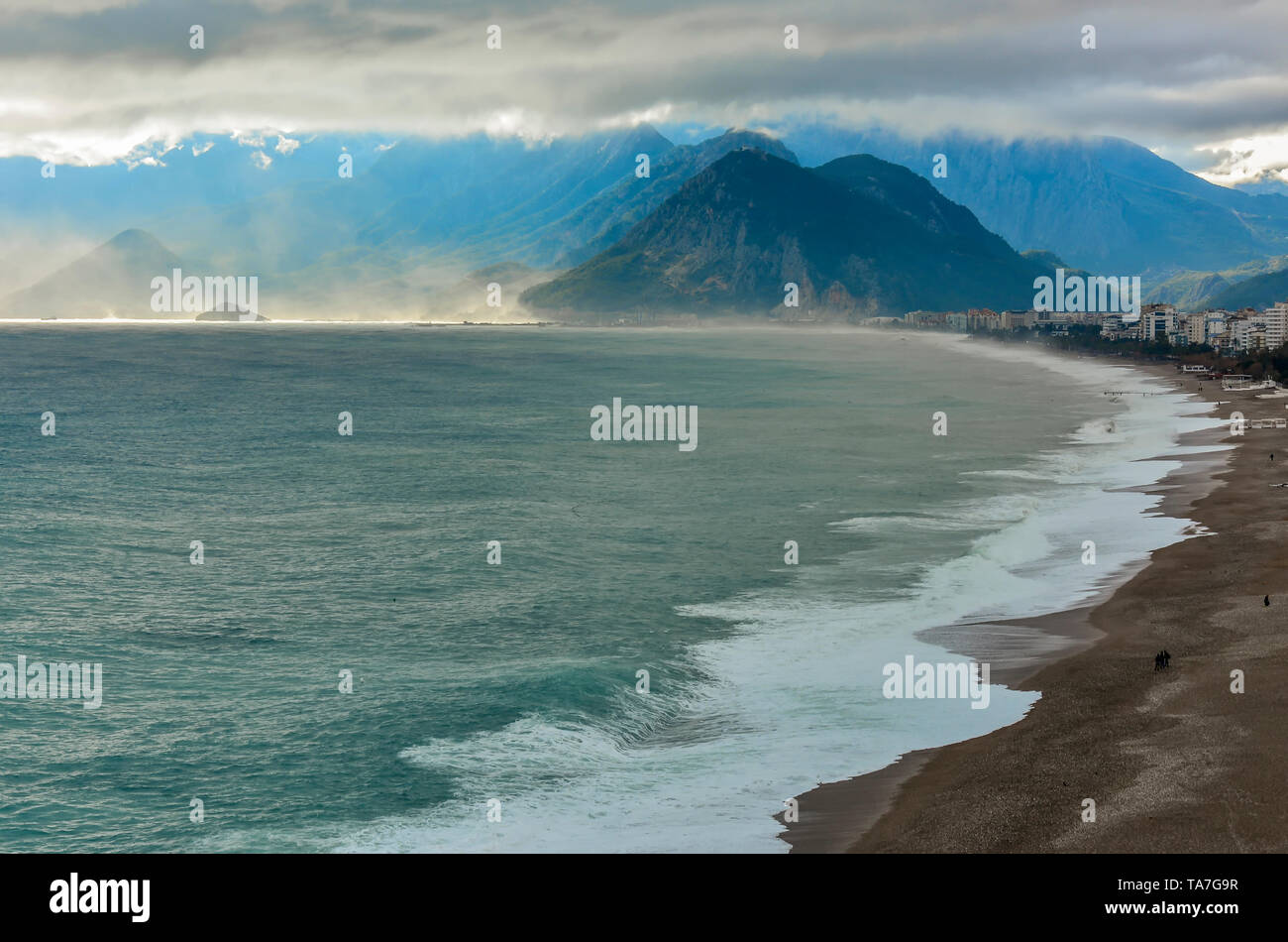 Antalya sea wiev and boat in Turkey Stock Photo - Alamy