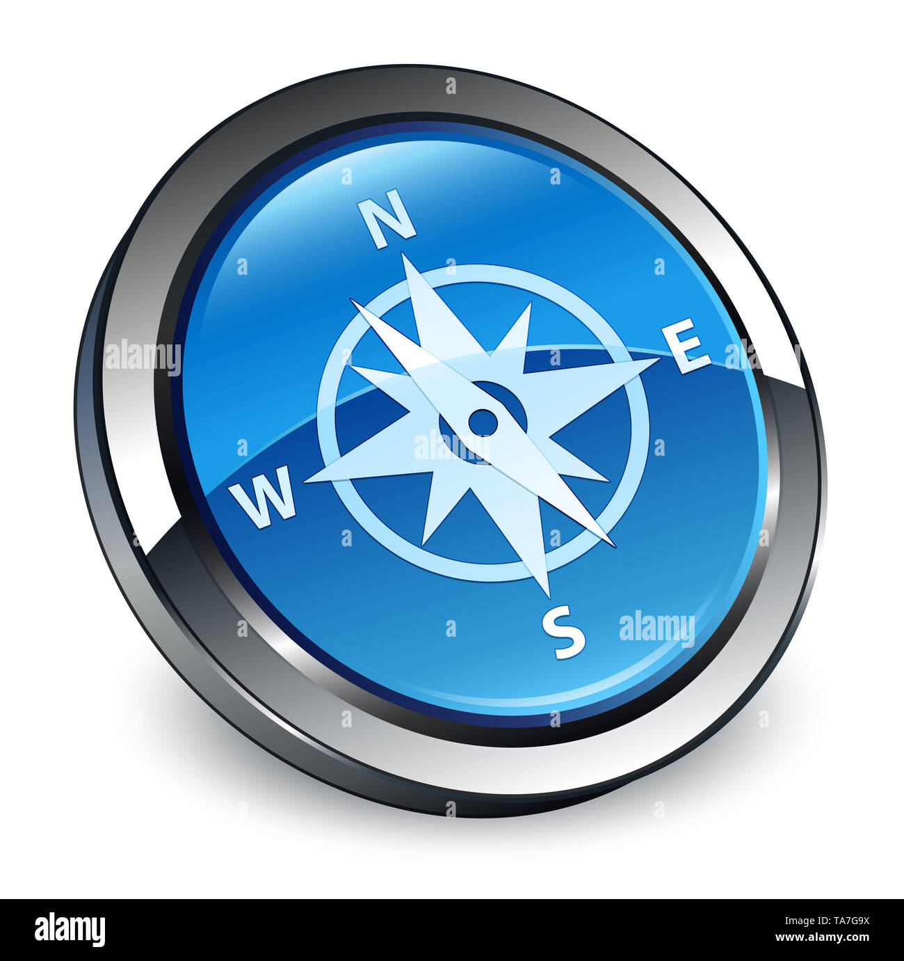 Compass icon isolated on 3d blue round button abstract illustration ...