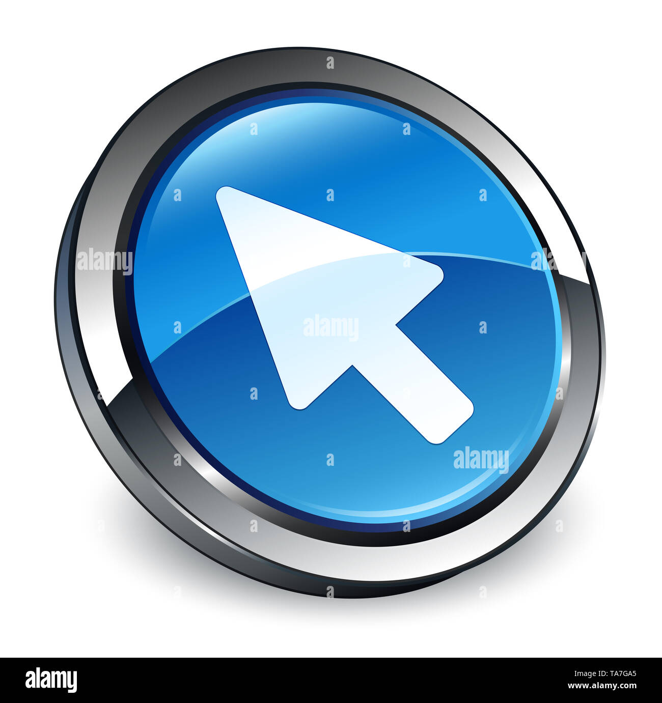 Cursor icon isolated on 3d blue round button abstract illustration ...