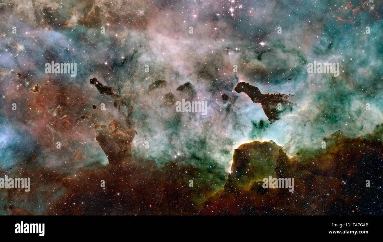 Abstract bright colorful universe. Nebula night starry sky in rainbow ...