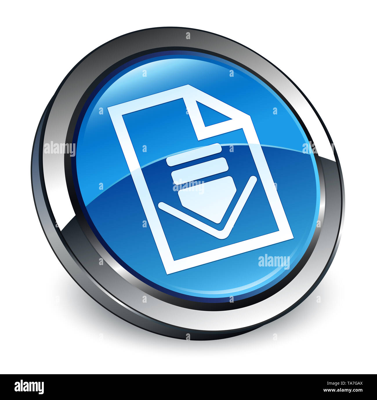 Download document icon isolated on 3d blue round button abstract ...