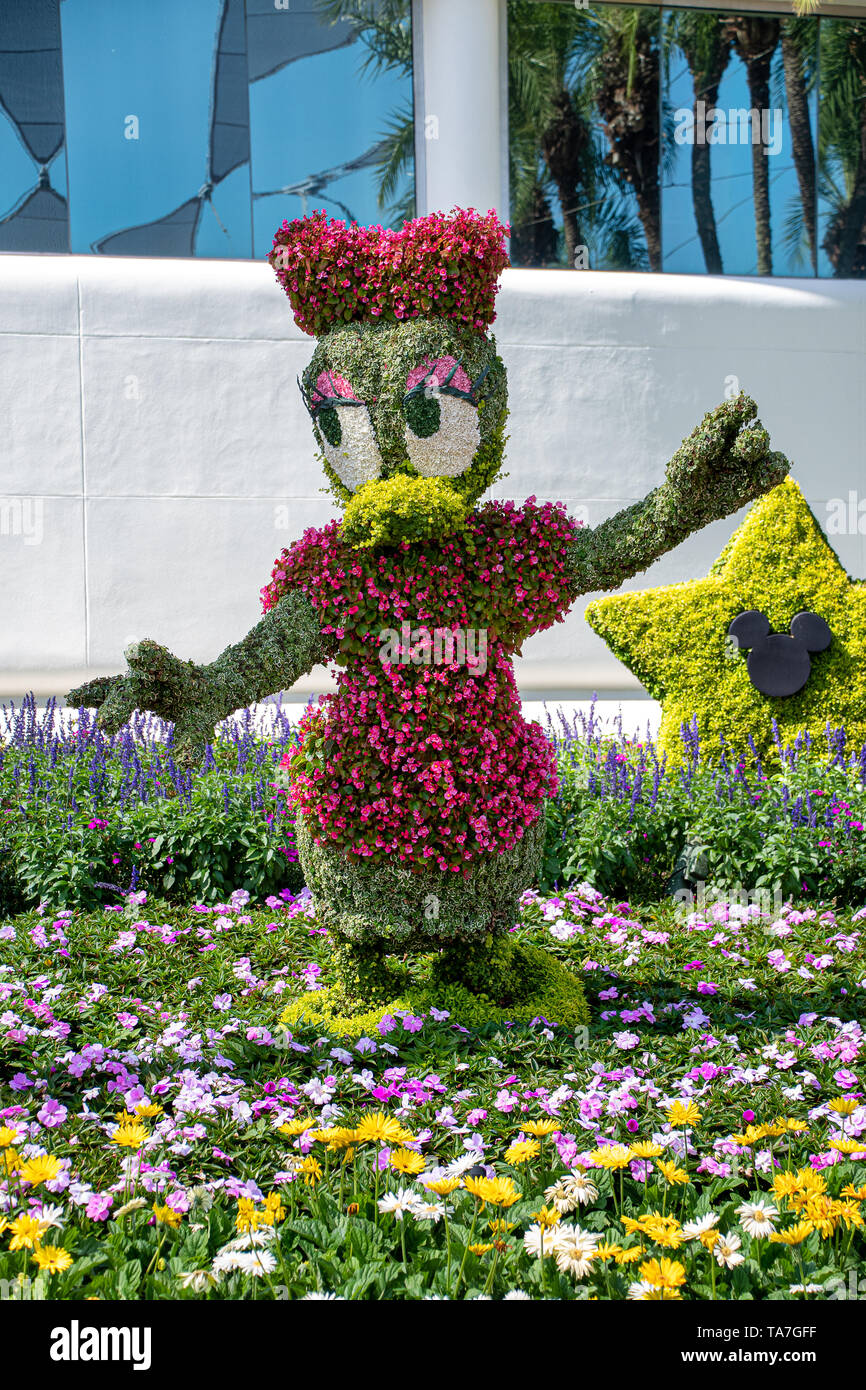 ORLANDO, USA. 29TH APRIL 2019: Daisy Duck topiary display figure on ...
