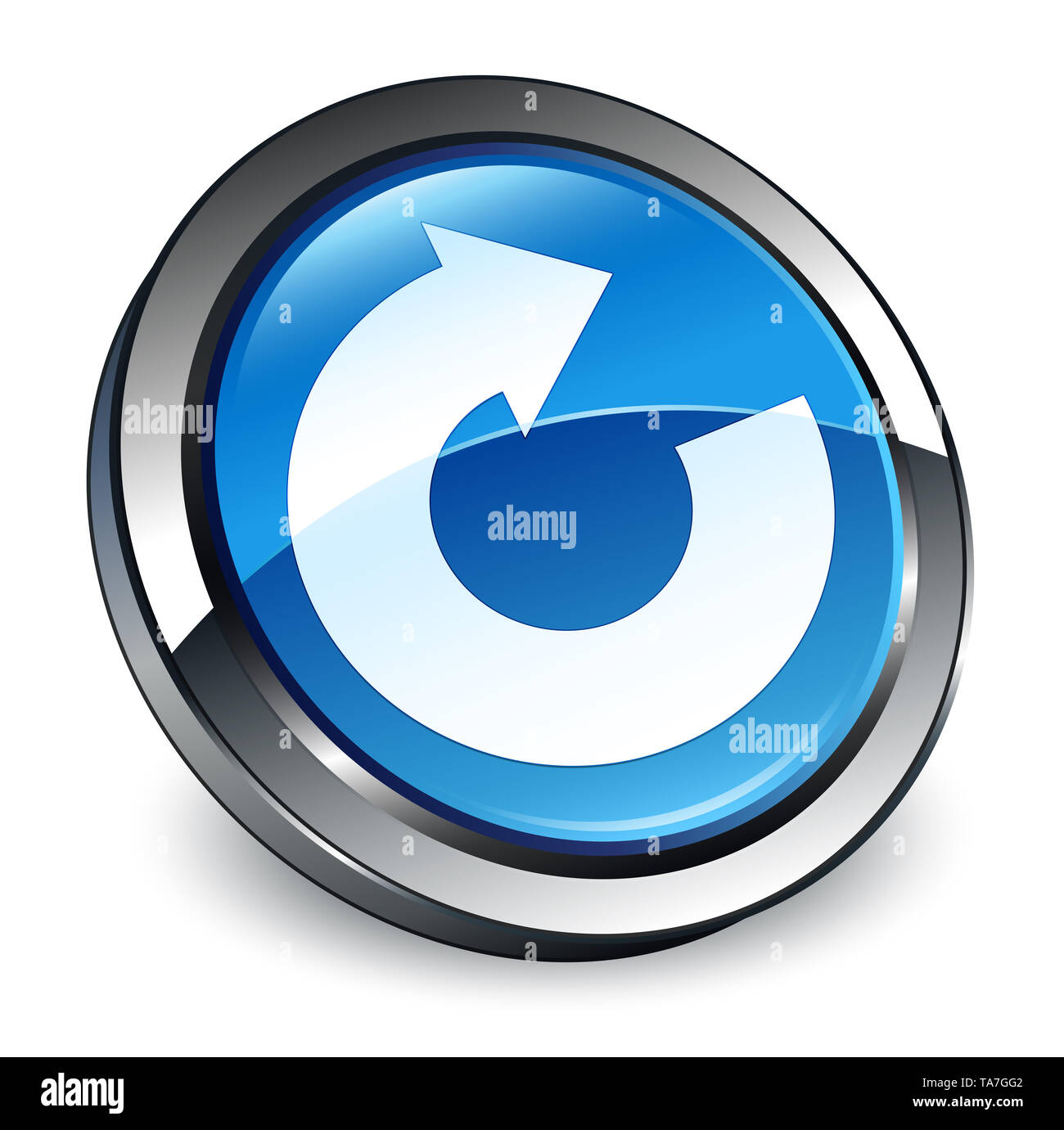 Reply arrow icon isolated on 3d blue round button abstract illustration ...