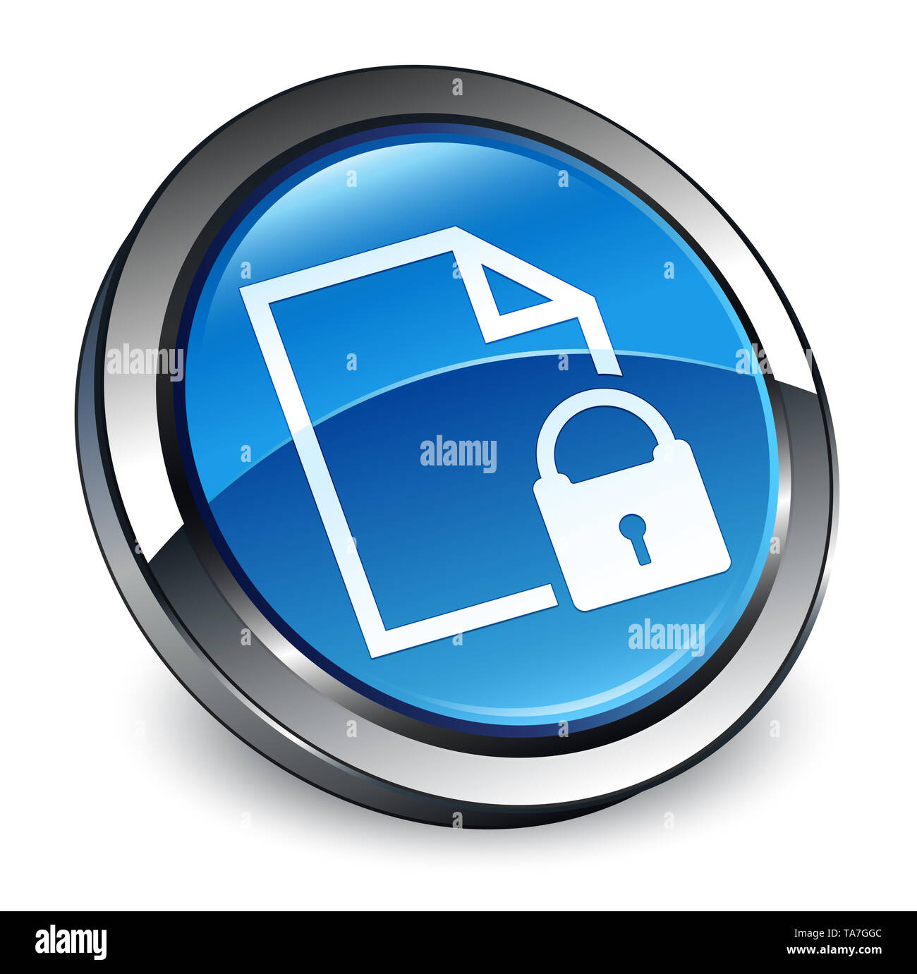 Secure document icon isolated on 3d blue round button abstract ...
