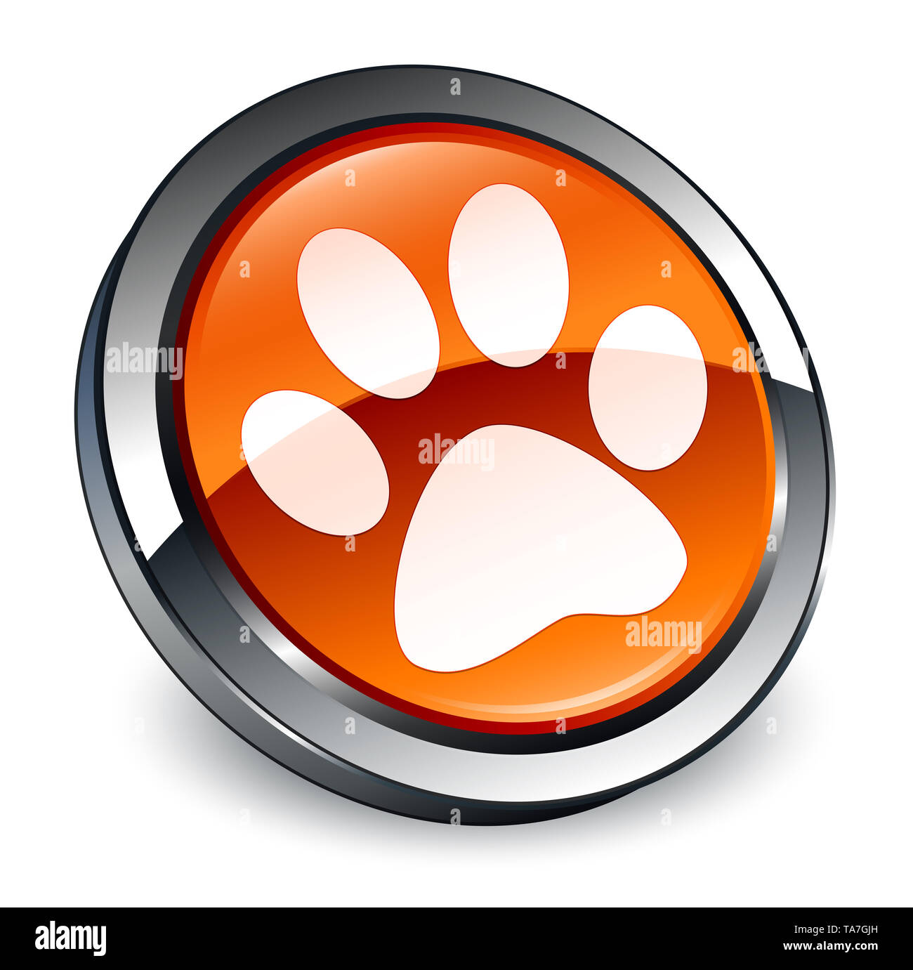 Animal footprint icon isolated on 3d brown round button abstract ...