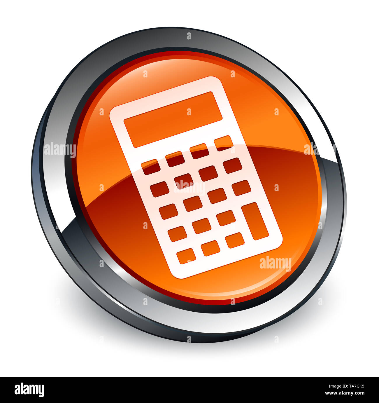 Calculator icon isolated on 3d brown round button abstract illustration ...
