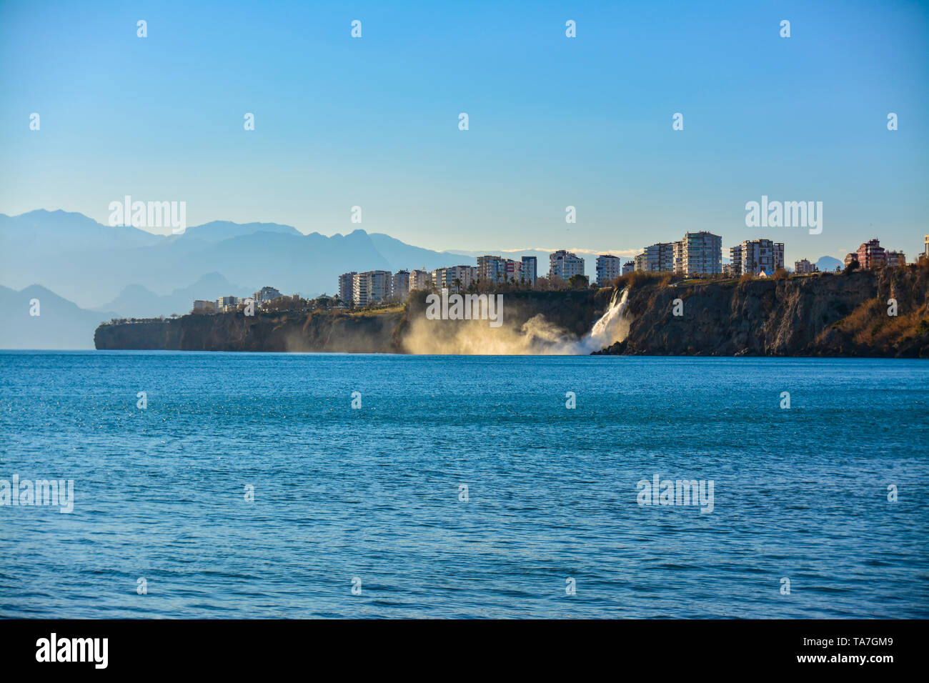 Antalya sea wiev and boat in Turkey Stock Photo - Alamy
