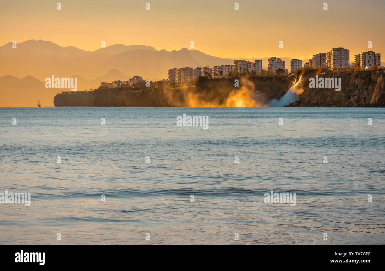 Antalya sea wiev and boat in Turkey Stock Photo - Alamy