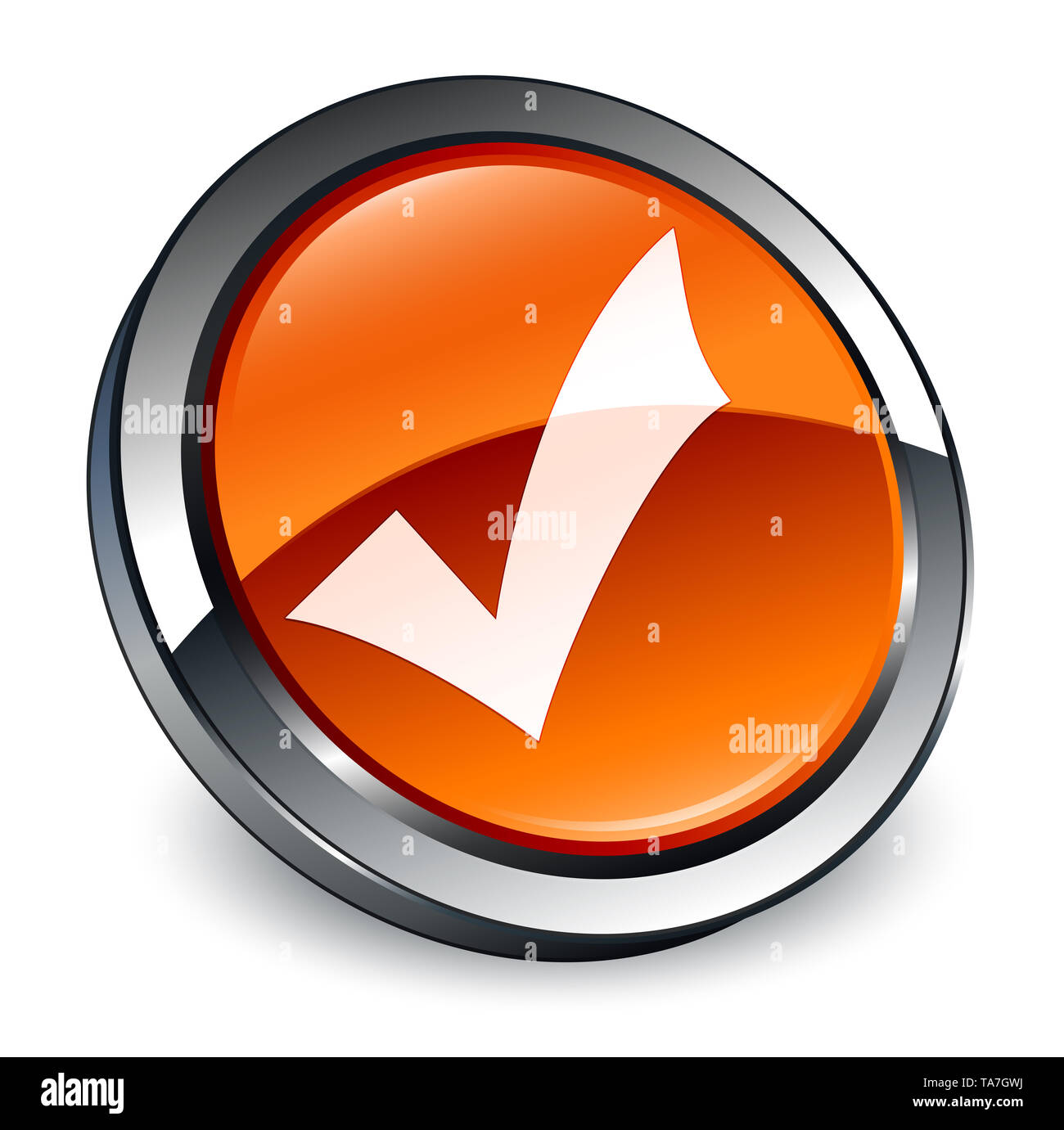 Validation icon isolated on 3d brown round button abstract illustration ...