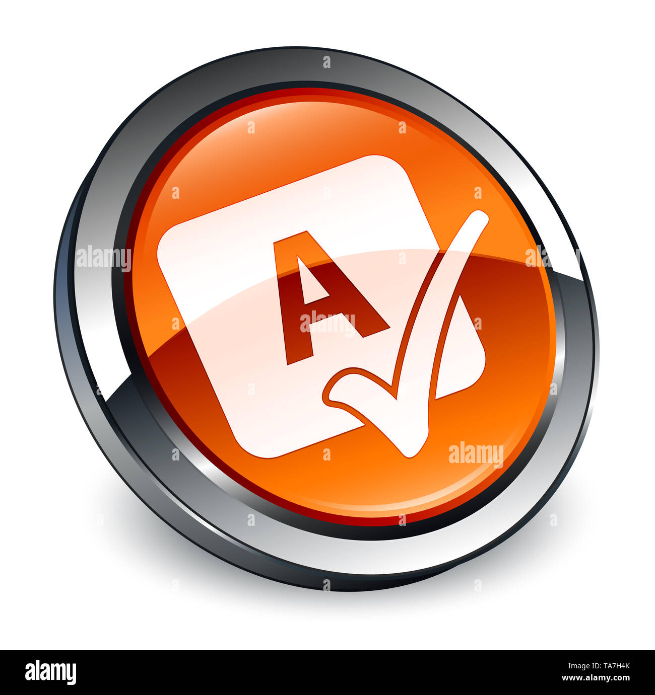 Spell check icon isolated on 3d brown round button abstract ...