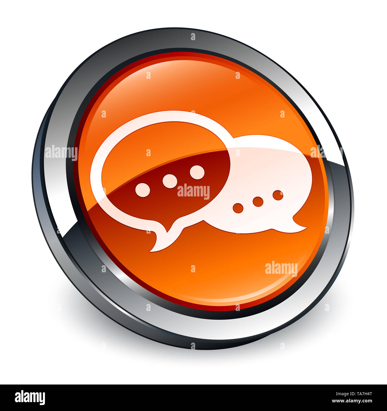 Talk bubble icon isolated on 3d brown round button abstract ...