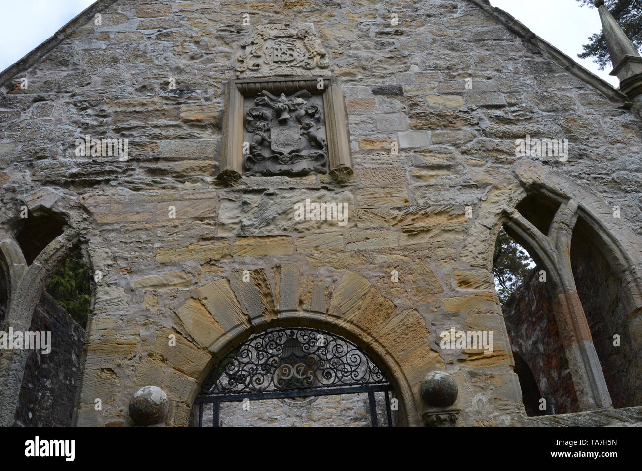 Church with gravestones of former residents of Balcarres House and ...