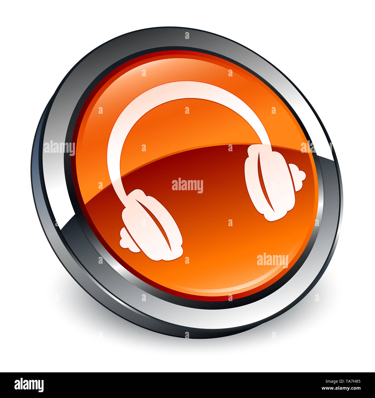 Headphone icon isolated on 3d brown round button abstract illustration ...