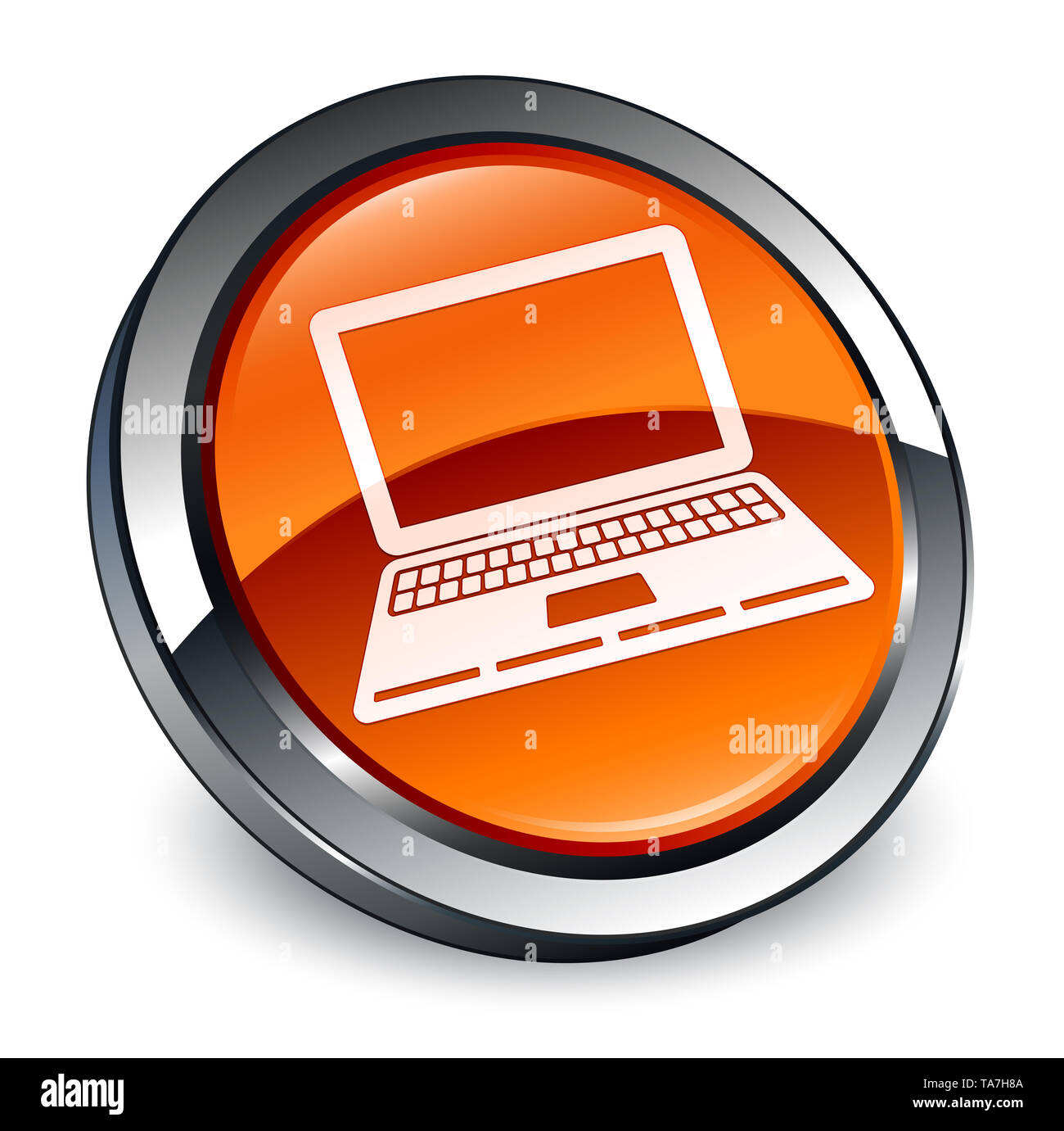 Laptop icon isolated on 3d brown round button abstract illustration ...