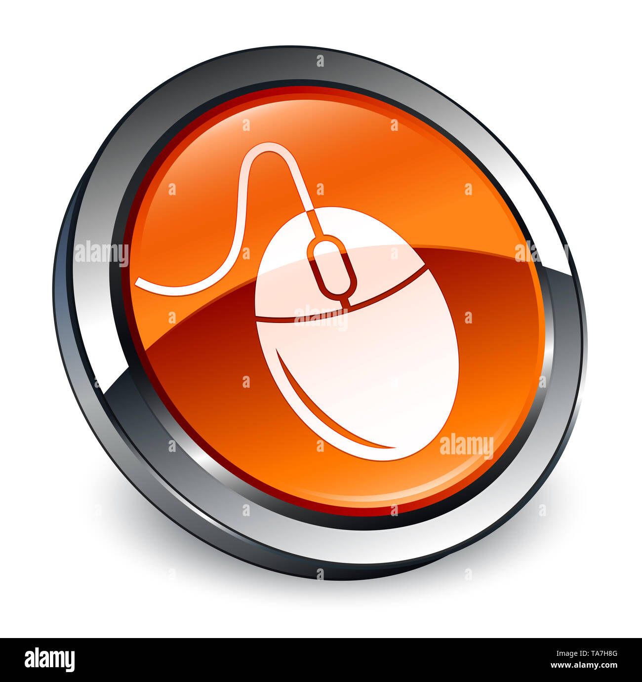 Mouse icon isolated on 3d brown round button abstract illustration ...