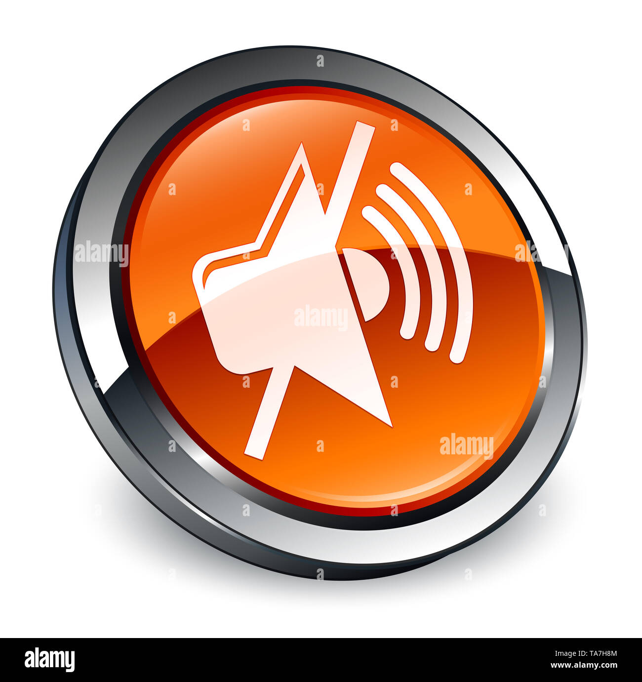 Mute volume icon isolated on 3d brown round button abstract ...